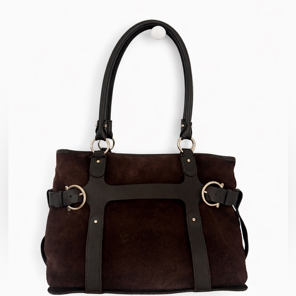 Salvatore Ferragamo | Bags | Ferragamo Brown Suede Bag With Leather ...